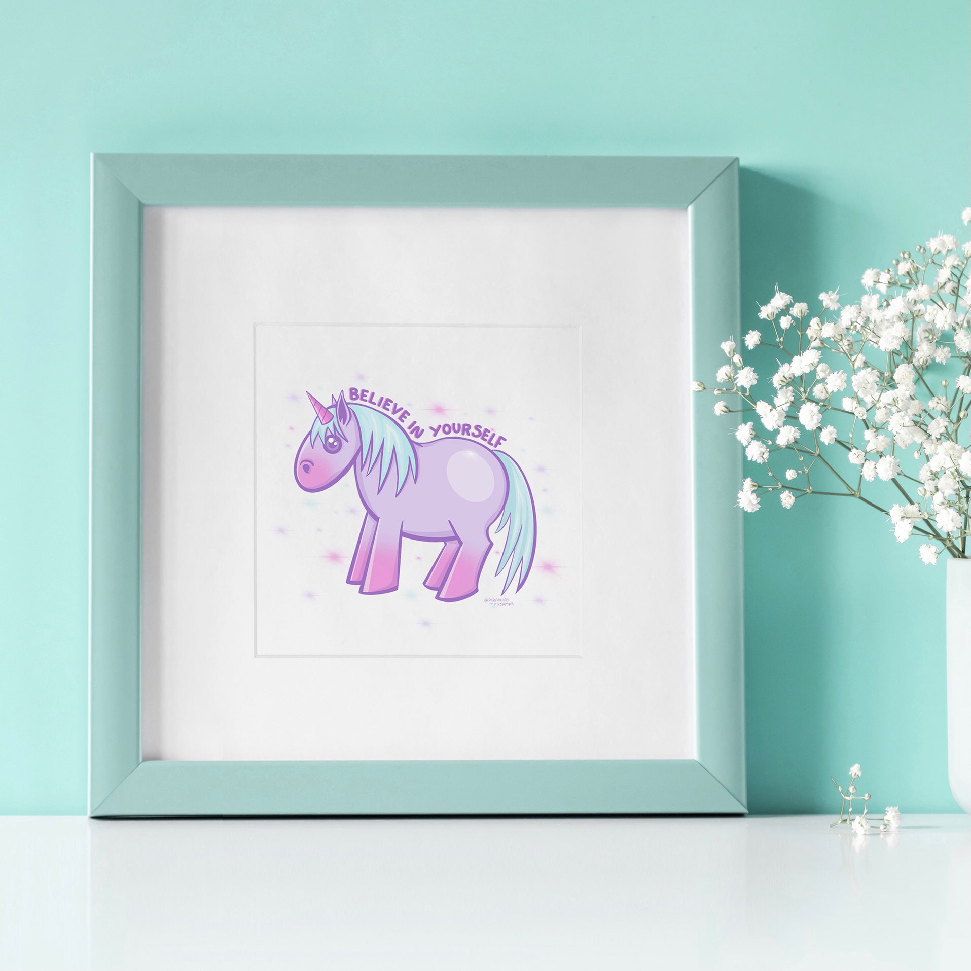 Kawaii Unicorn Wall Art - 10x10 - Positive Affirmation - Nursery Decor ...